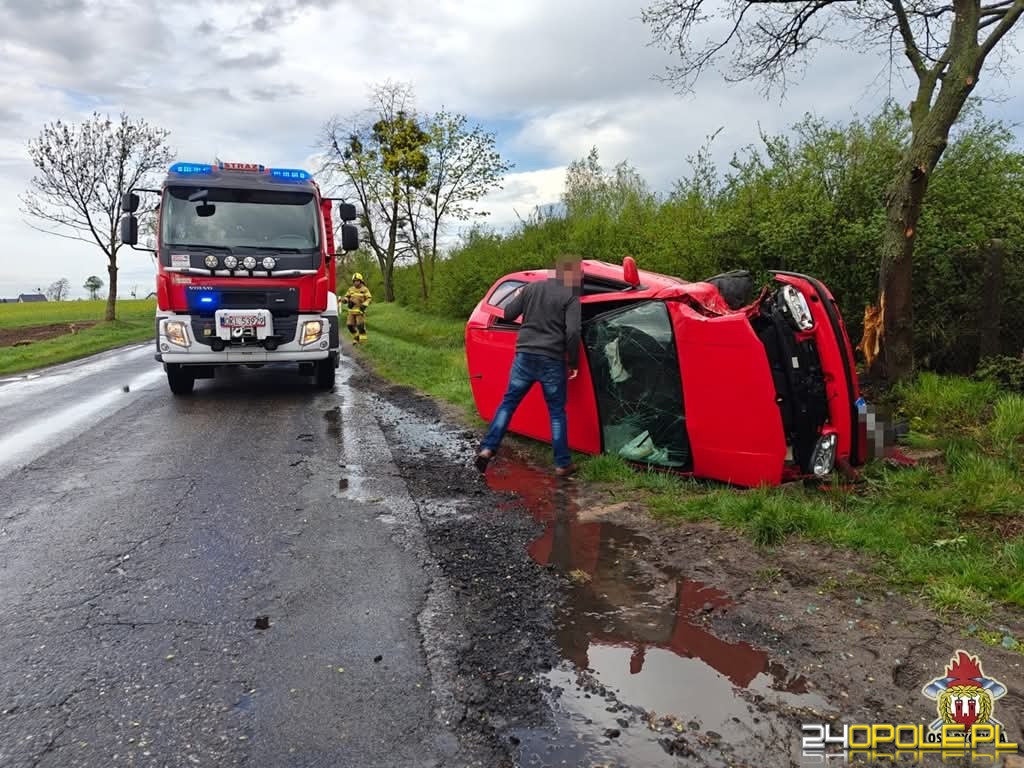 Samochód uderzył w drzewo na DW 487. Jedna osoba trafiła do szpitala - Wiadomości